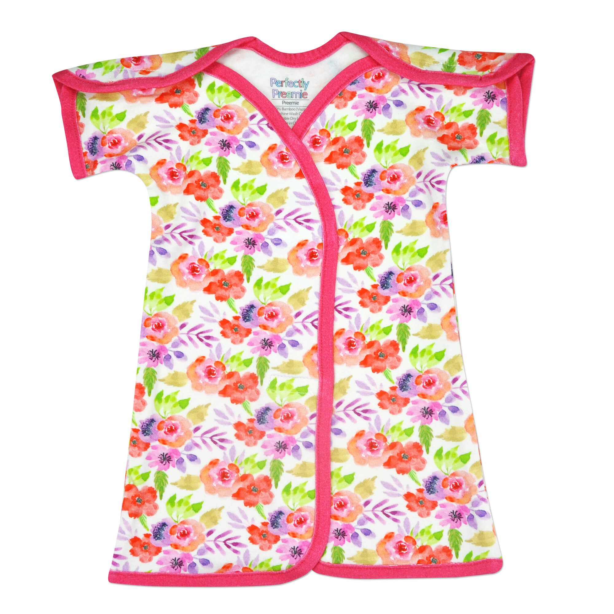 Watercolor Floral Bamboo Nicu Gown Perfectly Preemie